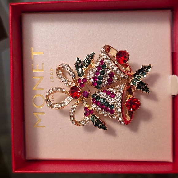 Monet | Jewelry | Monet Beautiful Colorful Sparkling Holiday Bells Pin ...